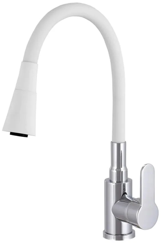Gamma Flex 3000, stojánková dřezová baterie s flexibilním ramenem, bílá matná-chromová, GMA-BFX-3000WH