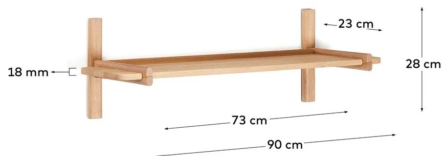 Modulární policový systém z dubového dřeva v přírodní barvě 90x28 cm Sitra – Kave Home