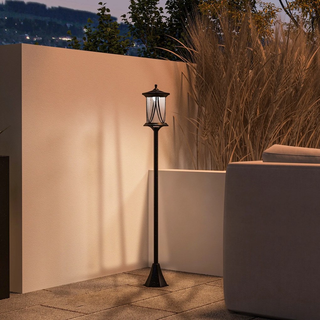 Outsunny Solární pouliční lampa LED Outsunny, IP44, ABS, 17W x 17D x 127H cm, se studeným bílým světlem LED, světelný senzor, vodotěsná, pro venkovní…