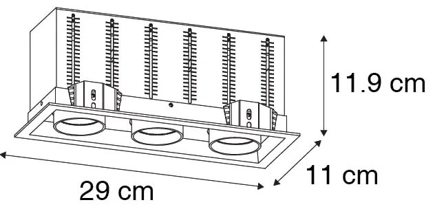 Moderní zapuštěné bodové světlo černé nastavitelné 3-světlo - Roof