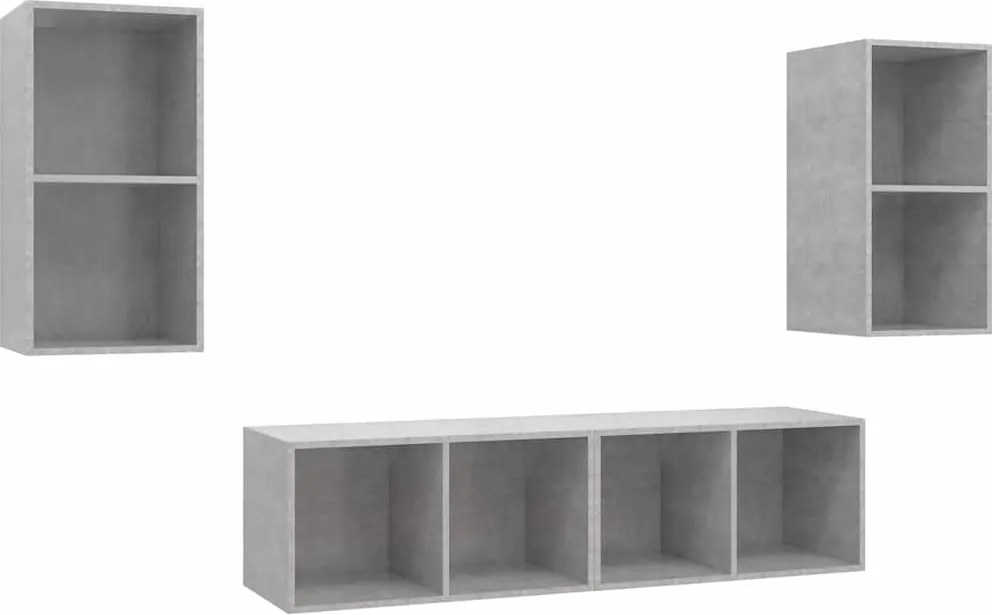 Nástěnné TV skříňky 4 ks betonově šedé kompozitní dřevo 3079875