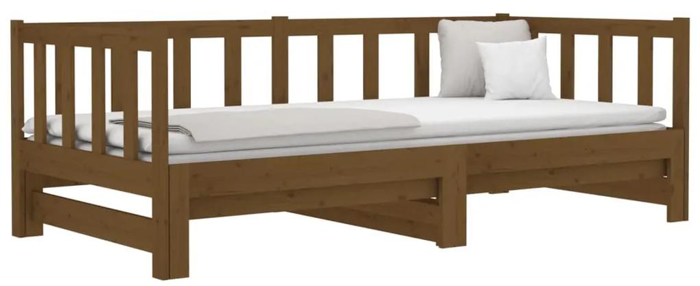 Výsuvná postel medově hnědá 2x (80 x 200) cm masivní borovice - Default Title