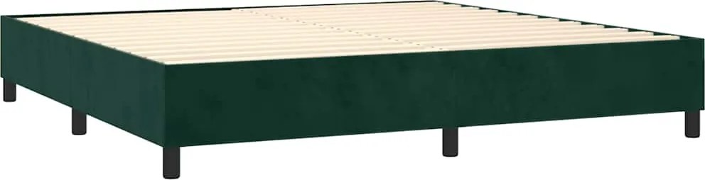Box spring postel s matrací a LED tmavě zelená 200x200 cm samet 3136026