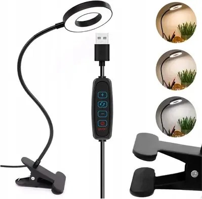 LED DML5 černá / Stolní LED lampička s klipem