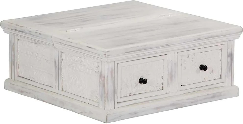 Konferenční stolek bílý 70x70x30 cm masivní mangovníkové dřevo 249872