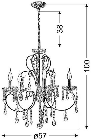 Candellux Zlatý křišťálový lustr Aurora pro žárovku 5x E14