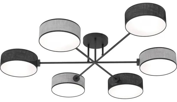 Přisazený lustr MAGA 6xE14/10W/230V černá/šedá