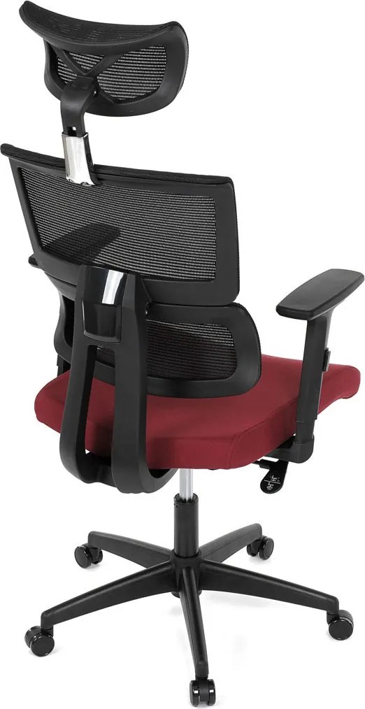 Autronic Kancelářská židle, potah bordó látka a černá síťovina MESH, houpací mech. KA-B1025 BOR