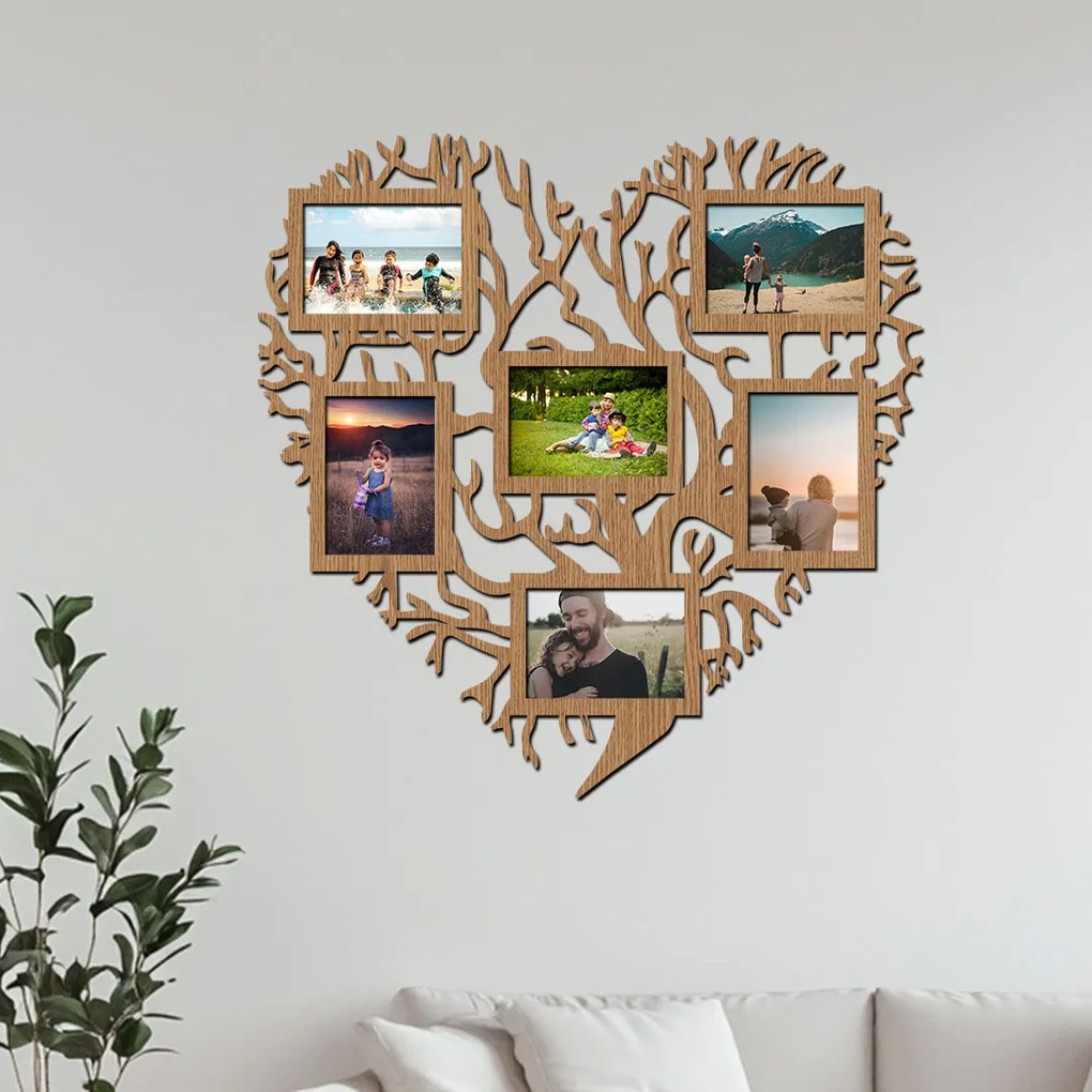 dřevo života Dřevěný fotorámeček Srdcový strom II Zvolte barvu dekoru: Bílá, Zvolte velikost fotografie (cm): 10x15