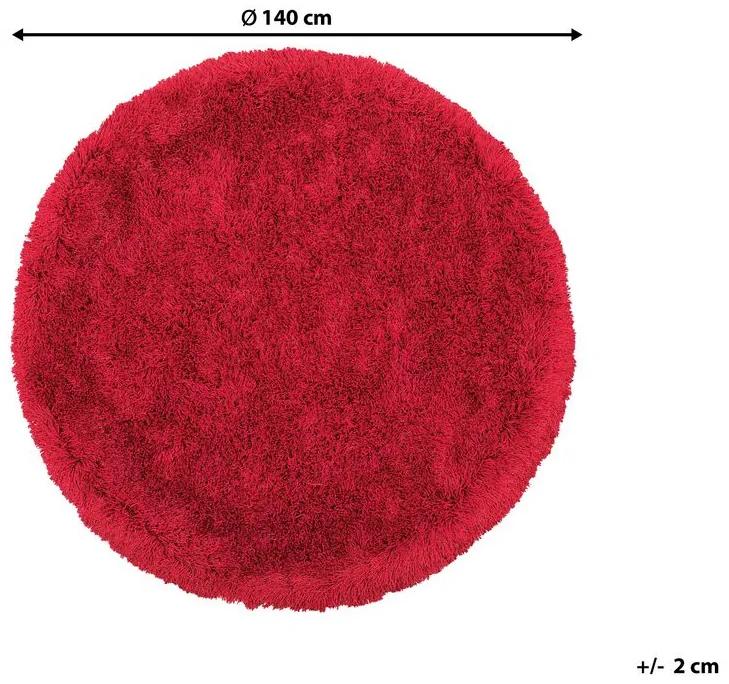Koberec Shaggy ⌀ 140 cm červený CIDE Beliani