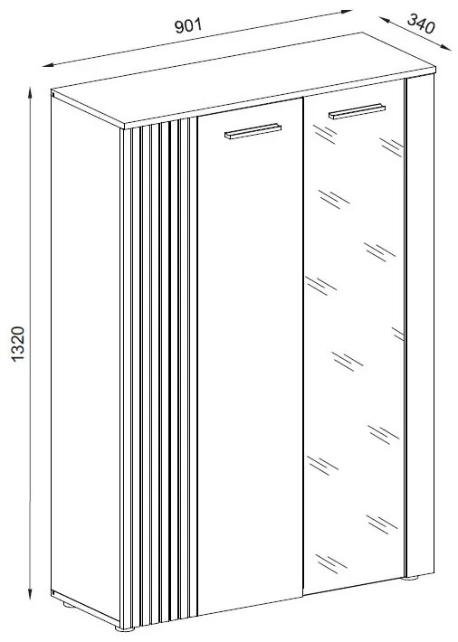 Prosklená skříňka Esteban, antracit/dub evoke