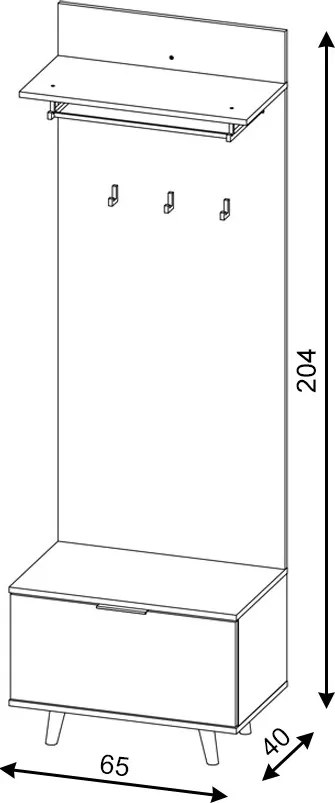 Předsíňová stěna Nordic 65 cm dub Evoke/grafit