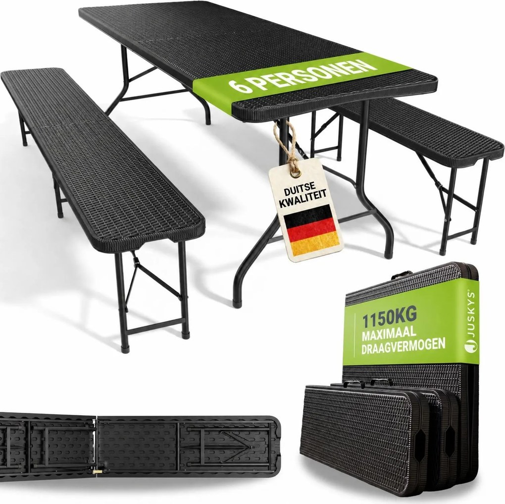 Juskys Skládací pivní set Amberg 180 cm v ratanovém vzhledu