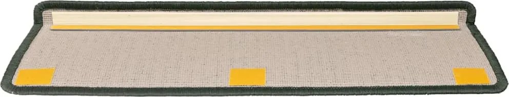 Schodové rohože 15 ks 65 x 21 x 4 cm tmavě zelené s obdélníkovým okrajem 326193