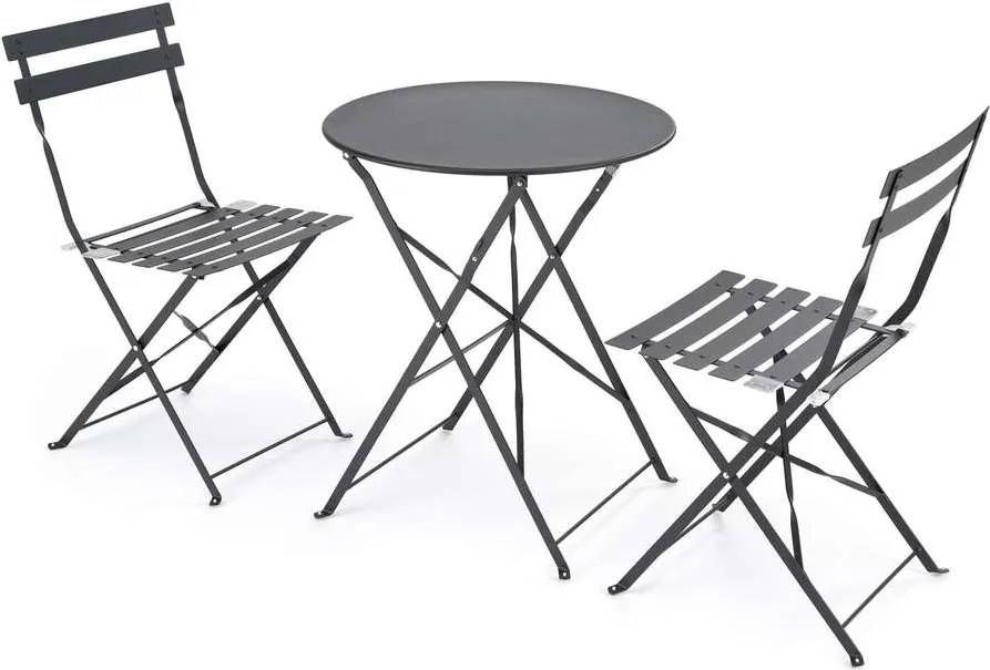 Zahradní balkonový set Perivoli - 2 židle, černá