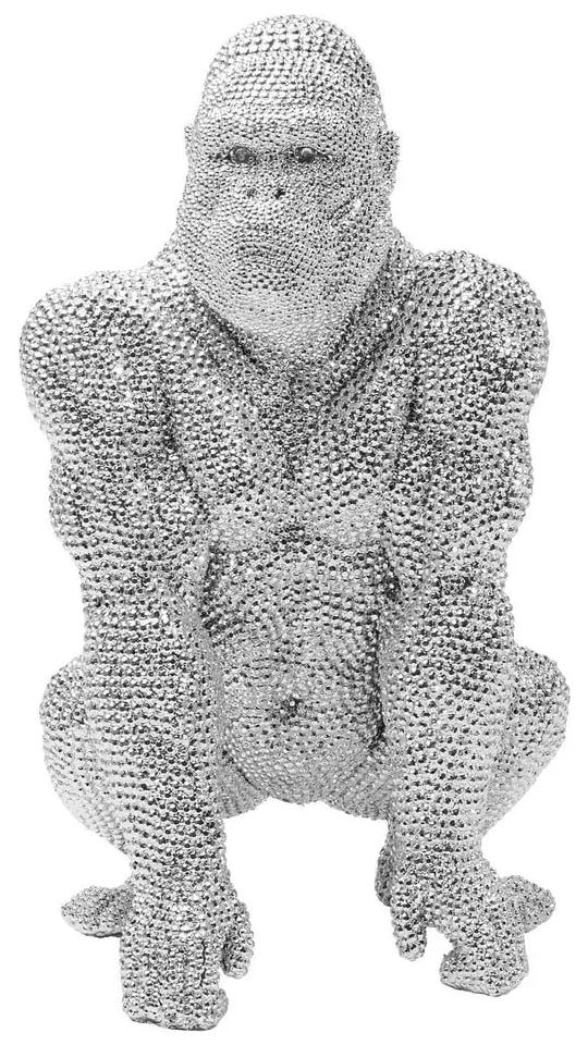 Dekorativní socha ve stříbrné barvě Kare Design Gorilla, výška 46 cm