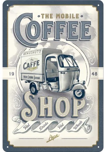 Postershop Plechová cedule: The Mobile Coffee Shop - 30x20 cm