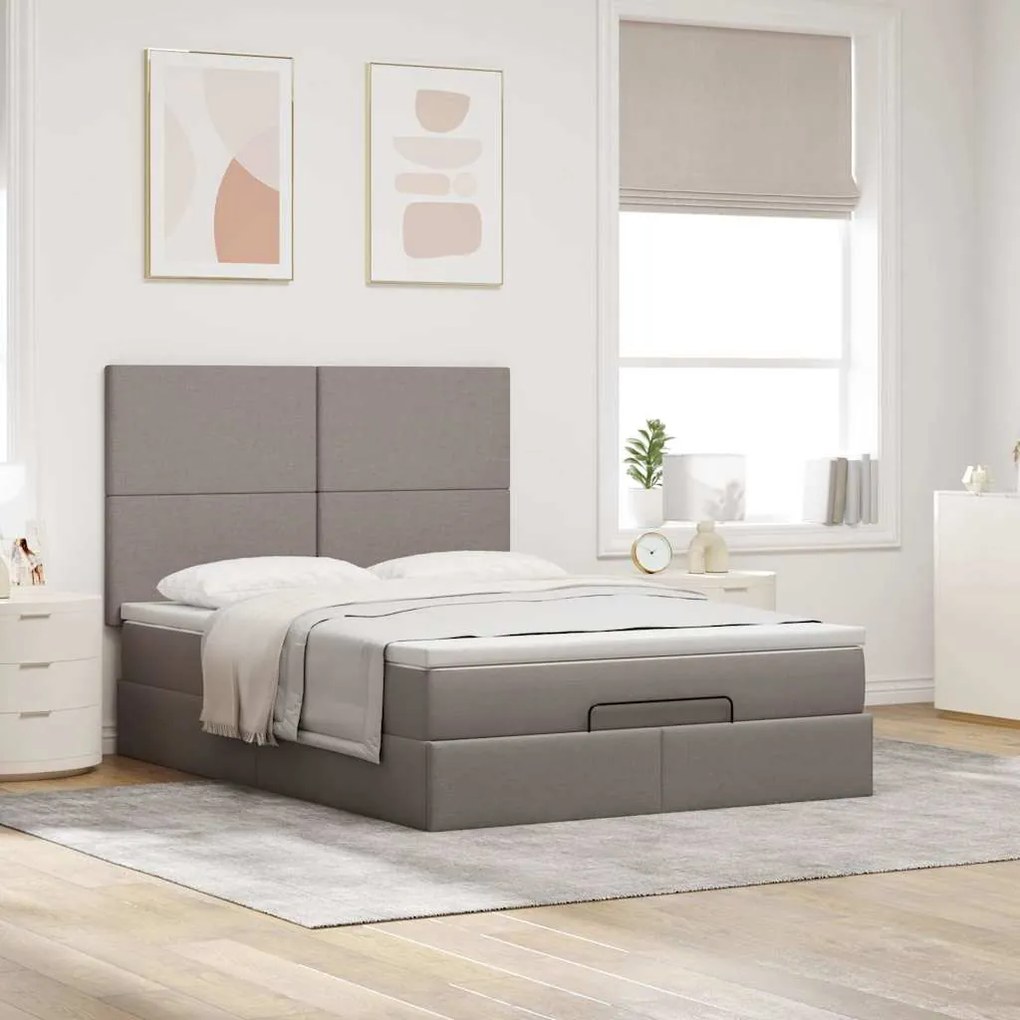 Osmanský rám postele s matrací taupe 140x190cm textil 3313924
