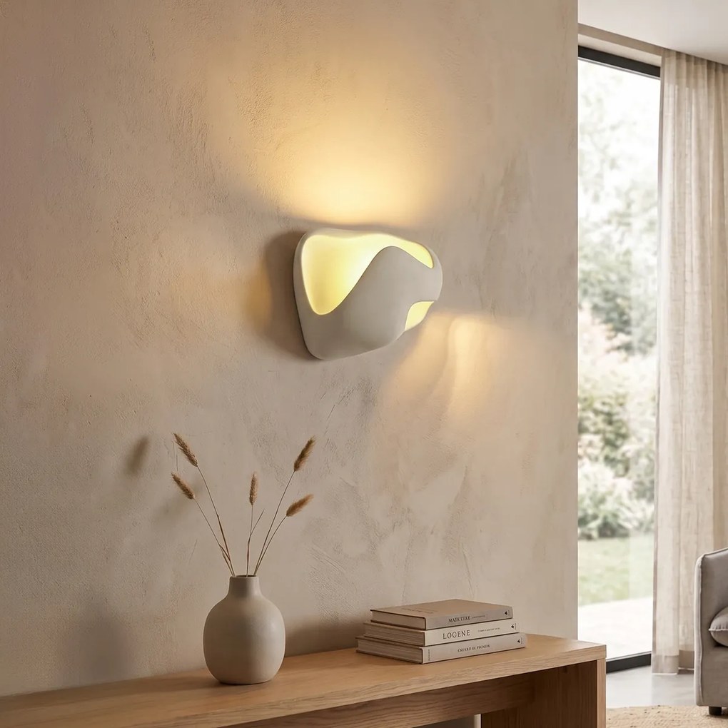 Japandi nástěnná lampa krémová 30cm - Pietra