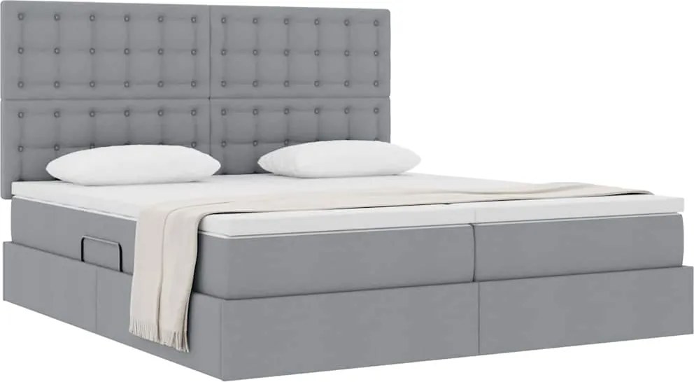 Postel s úložným prostorem Světle šedá 180 x 200 cm Textil 3372221