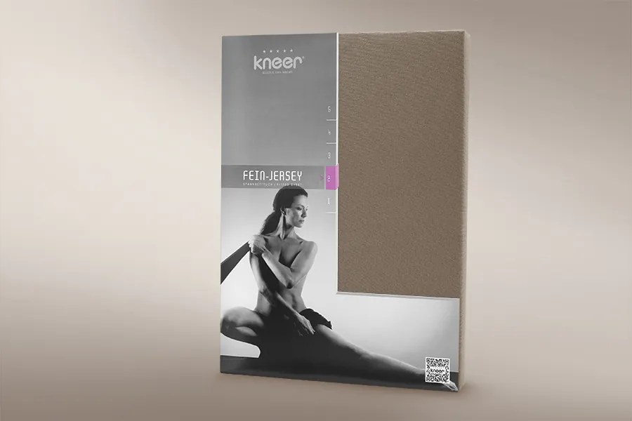 Kneer Prostěradlo Fein Jersey Toffee, 90-100x190-200 cm