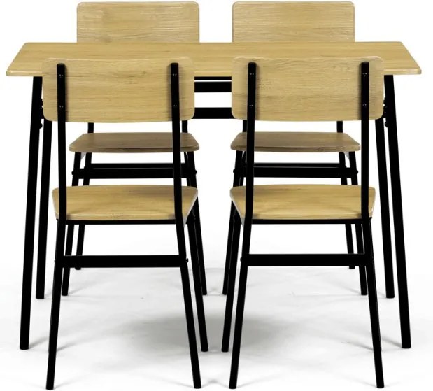 Set jídelní (1+4), MDF dekor divoký dub, černý kov (110 x 70) cm hnědá
