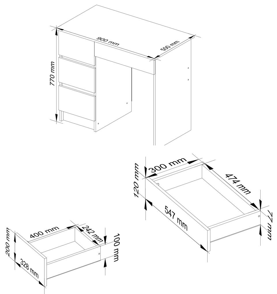 PC stolek Benicio II (dub sonoma + bílý lesk) (L). 1070930