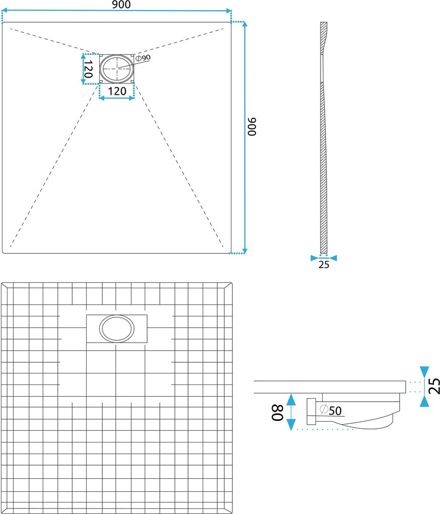 Rea Rea, Sprchová vanička Magnum Black 90x90, REA-K3910