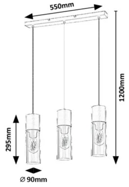 Rabalux 72053 - Lustr na lanku RONNO 3xE27/25W/230V