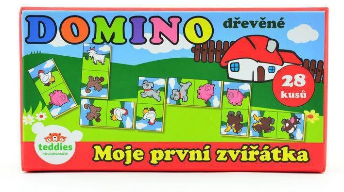 Teddies Domino Moje první zvířátka dřevo společenská hra 28ks v krabičce