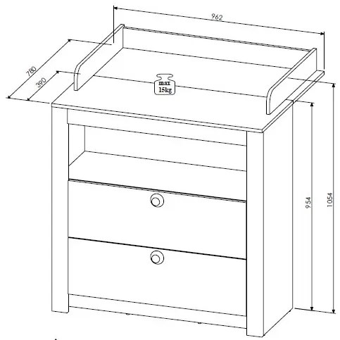 Komoda s přebalovacím pultem Paula, bílá