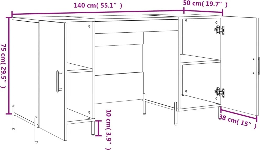 vidaXL Psací stůl 140 x 50 x 75 cm kompozitní dřevo [829559] Barva: šedá sonoma