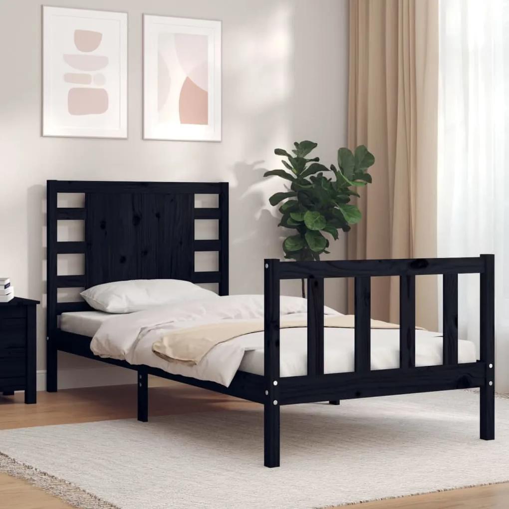 Rám postele s čelem černý Small Single masivní dřevo,  3192780