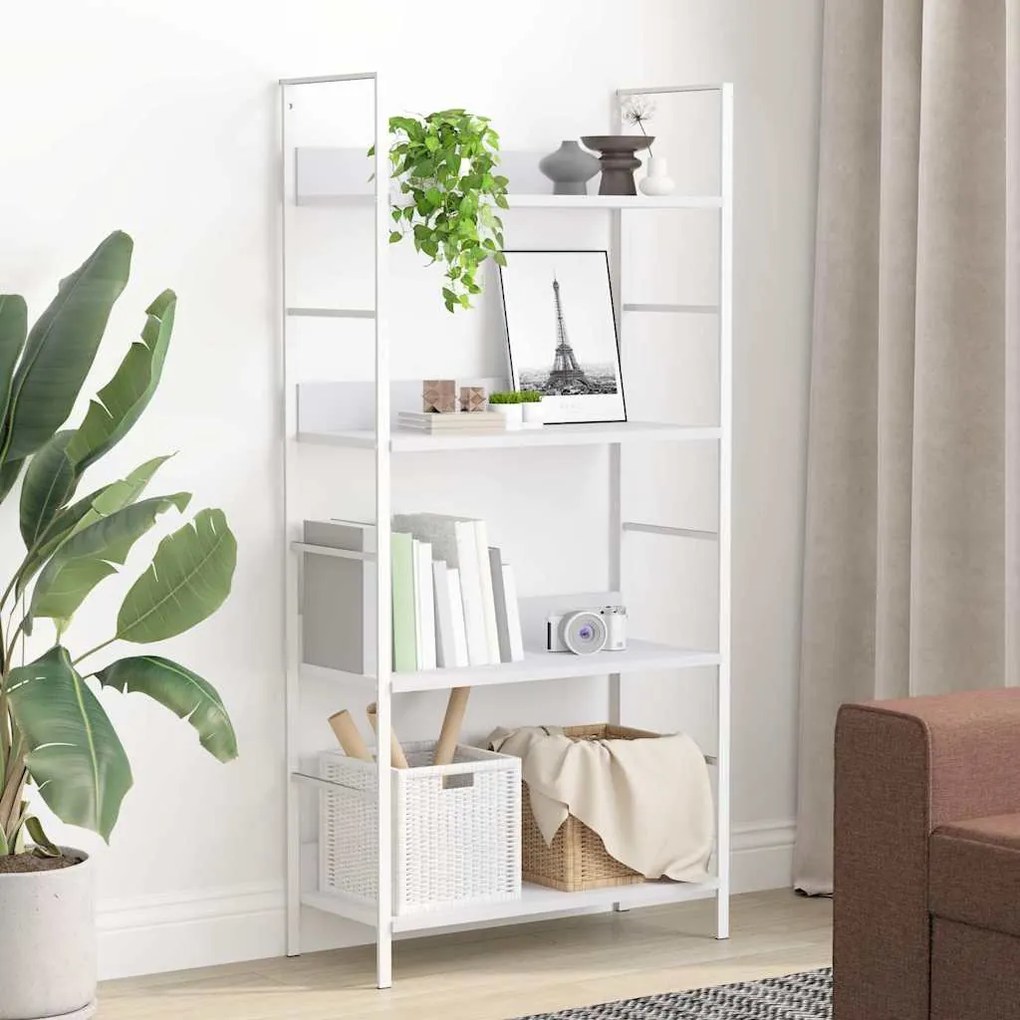 Knihovna se 4 policemi bílá 60x27,6x124,5 cm kompozitní dřevo 288224