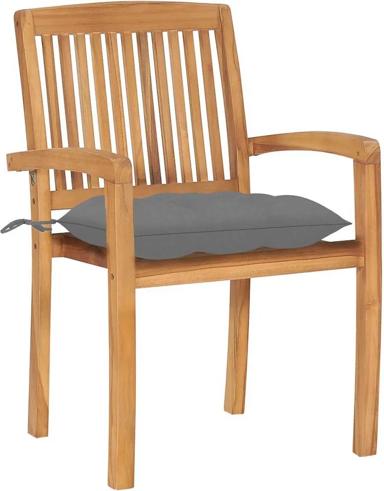 Zahradní židle 2 ks šedé podušky masivní teak 3063268