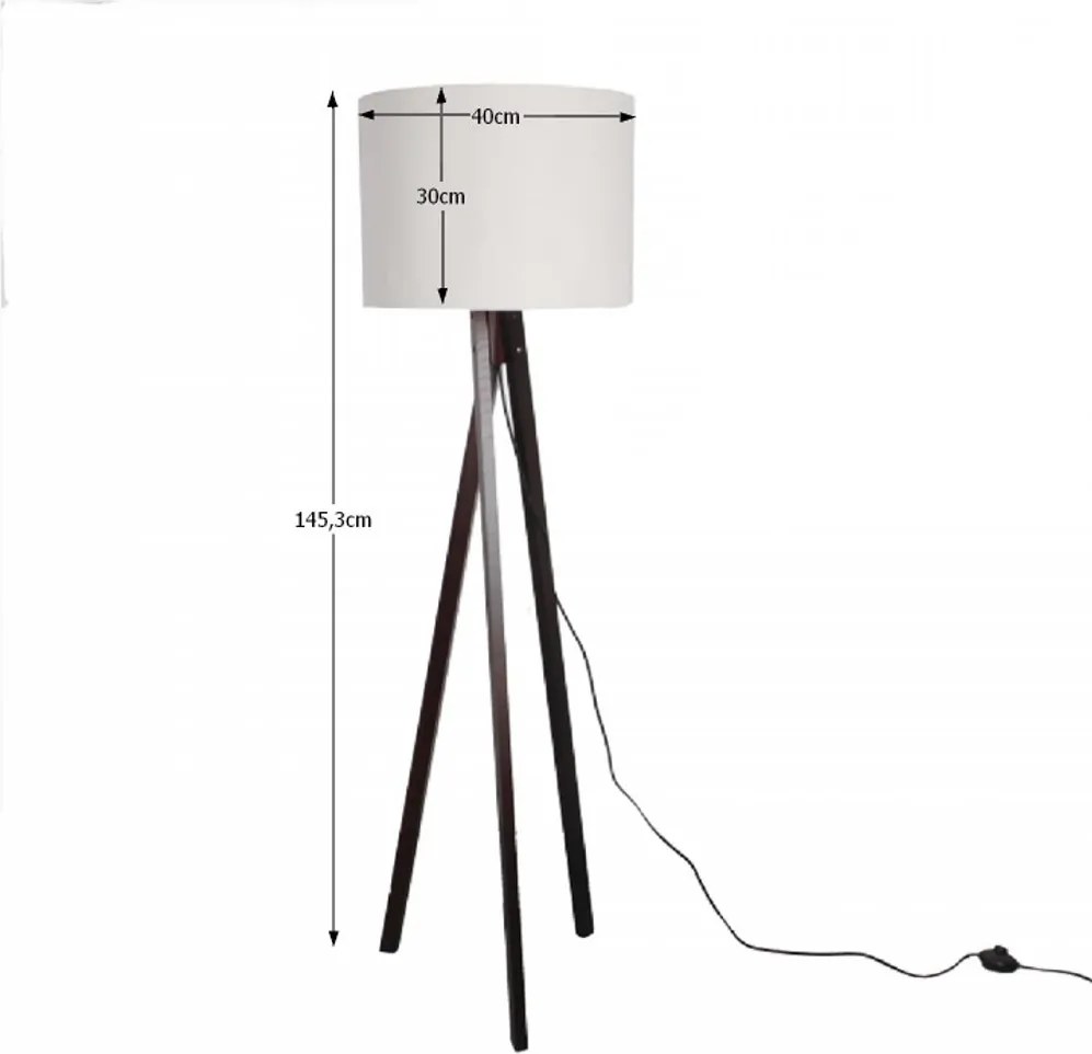 Stojací lampa, bílá / dřevo černé, LILA Typ 9