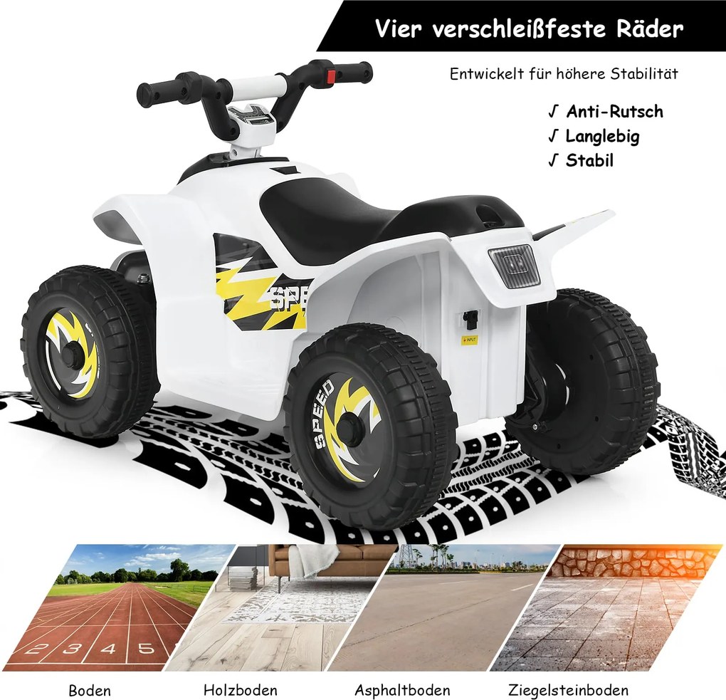Costway 6 V baterie Quad Mini Quad pro batolata – 73 × 40 × 44,5 cm, bílý