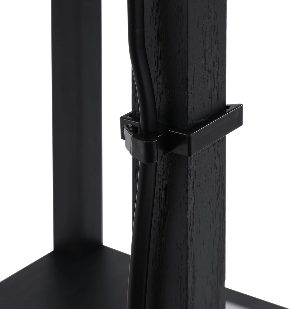 HOMCOM Stojací lampa s policemi Stojací lampa, interiérové osvětlení, E27, do 40W, do obývacího pokoje/ložnice, dřevo, černá, 26x26x160 cm