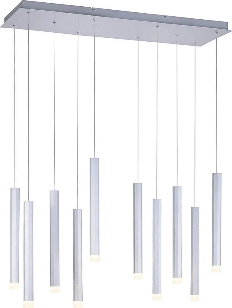 Just Light. Závěsné LED svítidlo Bruno, 3000K, 10x550lm, hliníková, 89 x 120 cm