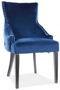 Casarredo Jídelní čalouněná židle JIRI VELVET granátově modrá/černá