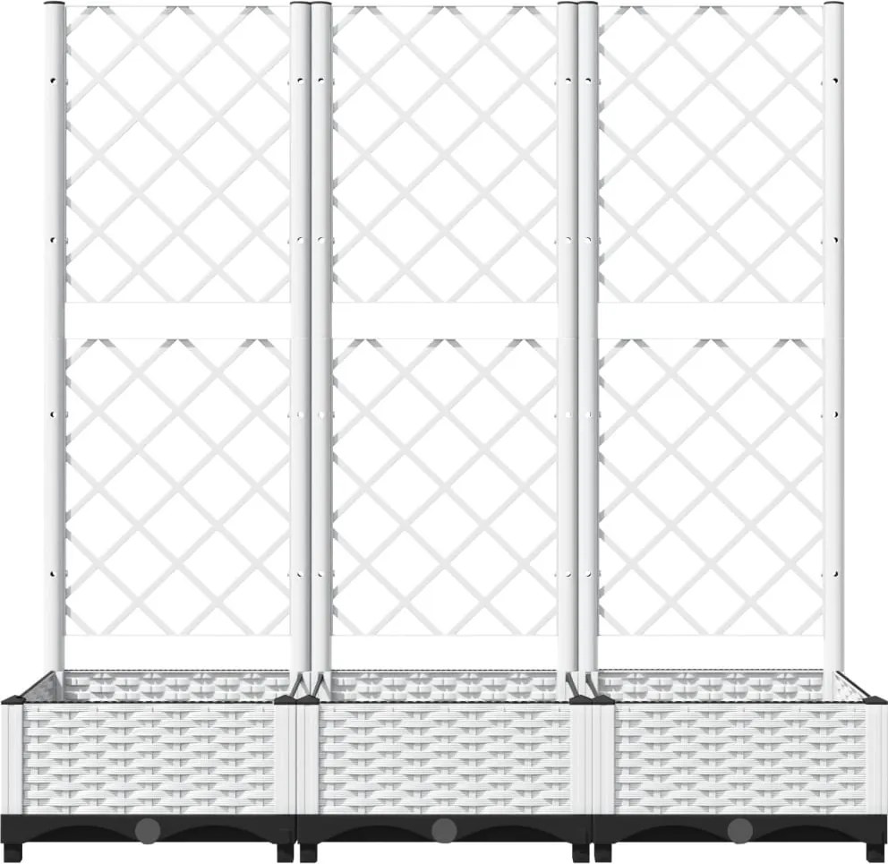 Zahradní květináč s mřížkou bílý 120 x 40 x 121,5 cm PP 153283