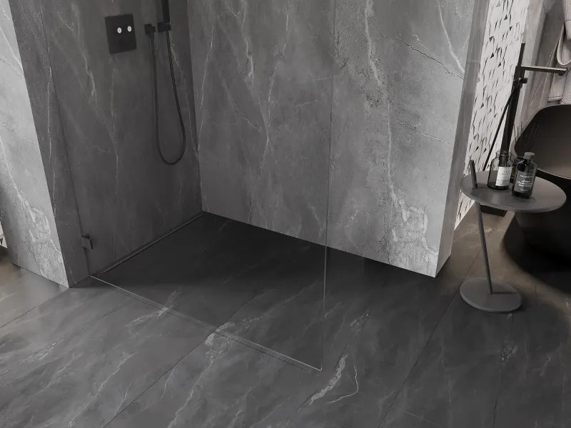 Mexen Lunar L sprchová stěna levá 100 x 200 cm, 8mm čiré sklo, broušený grafit, 830L-100-000-66-00-L