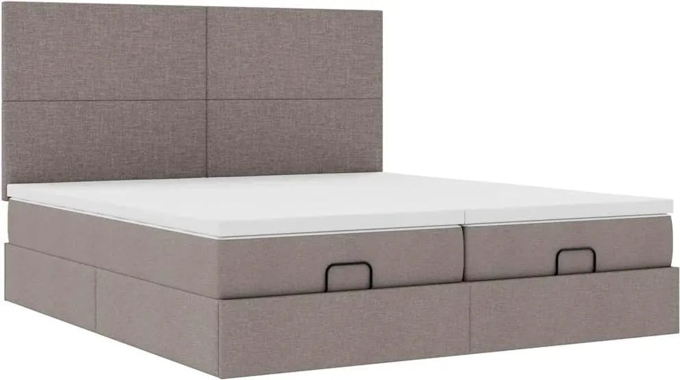 Osmanský rám postele s matracíes taupe 200x200cm textil 3313682