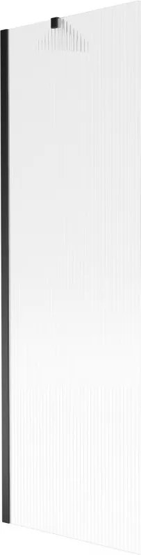 Mexen Next, vanová zástěna 1-křídlová 60 x 150 cm, fixní křídlo, 6 mm sklo s pruhy, černý profil, 895-060-000-00-09-70
