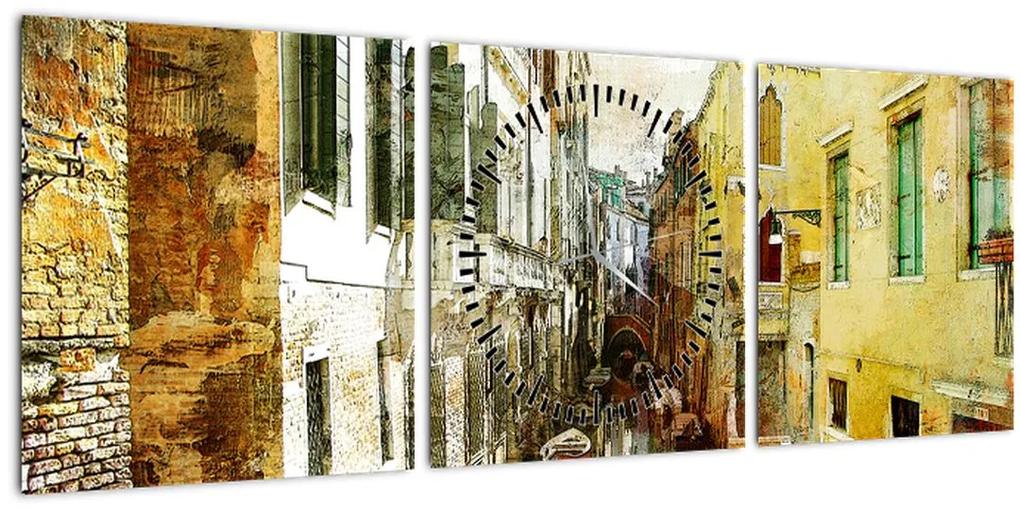 Obraz - Ulička v Benátkách (s hodinami) (90x30 cm)
