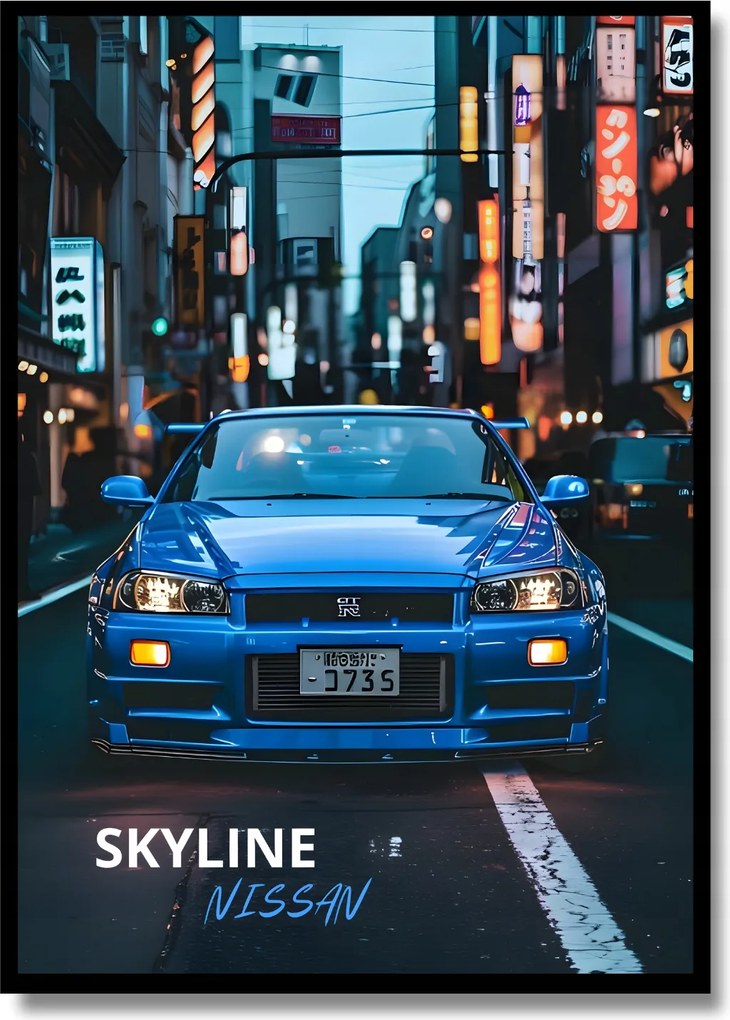 Plakát Nissan Skyline Dárek pro tatínka, kluka, auto v rámu A3