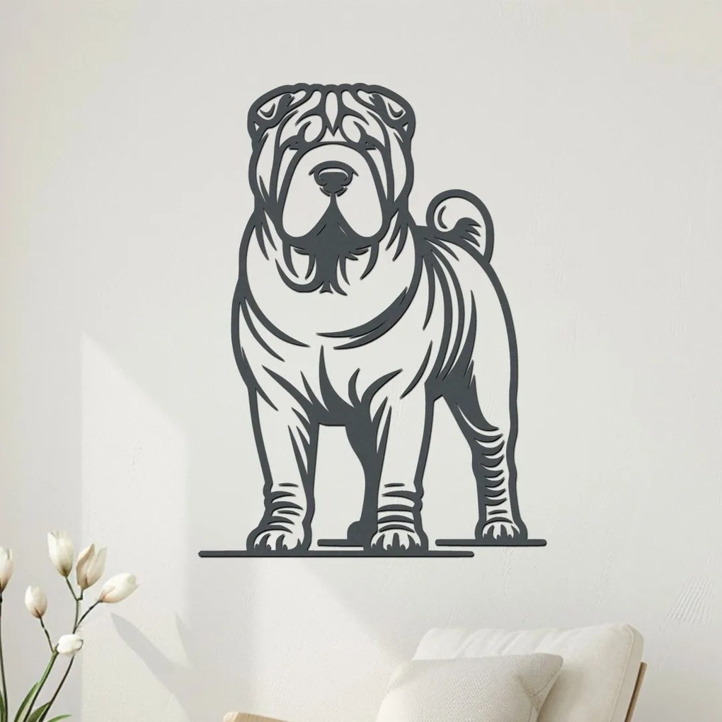 dřevo života Dřevěný obraz psa SHAR PEI Zvolte rozměr (cm): 29x40, Zvolte barvu dekoru: Buk