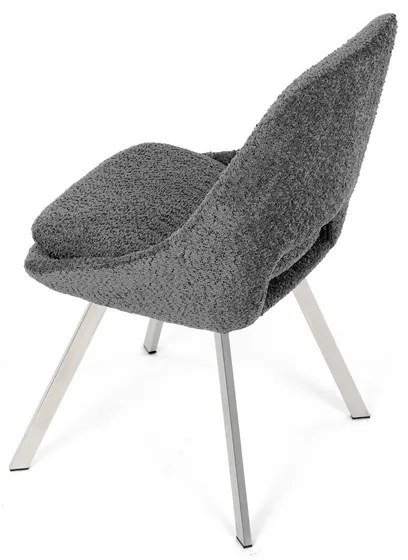 Autronic Elegantní šedá jídelní židle RINA s broušenými kovovými nohami (vzorek z prodejny)