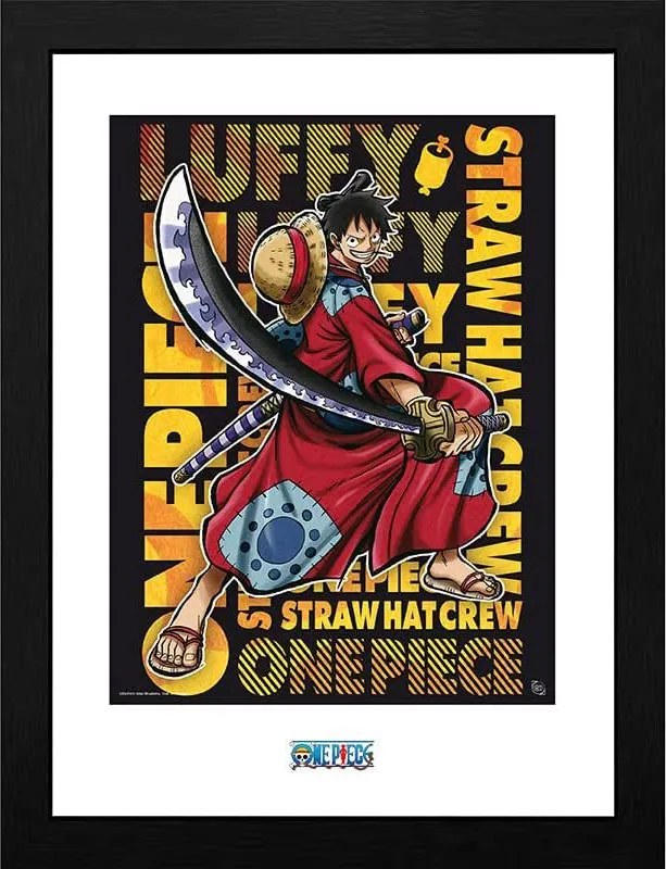 Jeden Kus – Rámovaný Tisk Luffy V Artworku Wano (30X40)