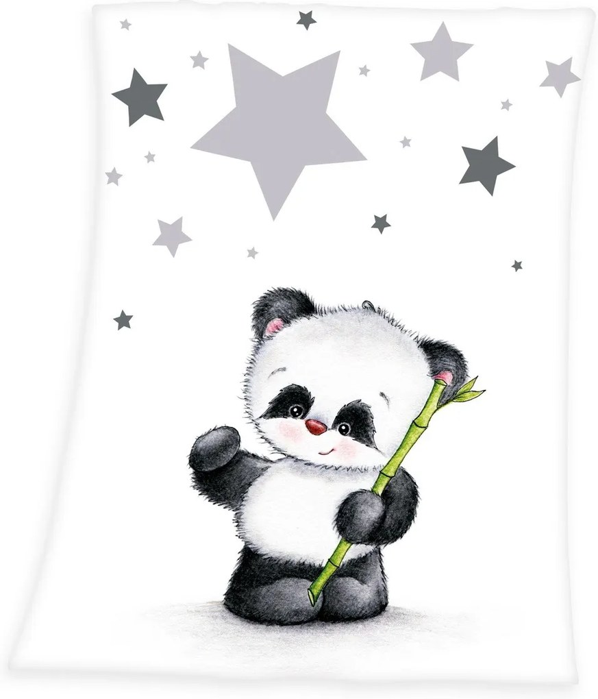 Herding Fleece deka - Panda a hvězdičky, 75x100cm